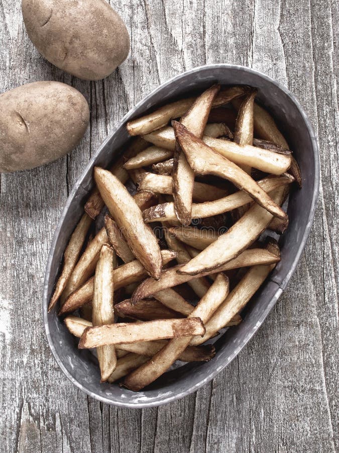 Rustic Natural Cut French Fries Stock Image - Image of fast, carbs ...