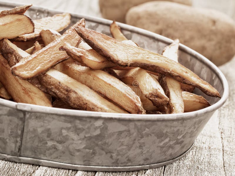 Rustic Natural Cut French Fries Stock Image - Image of fast, carbs ...