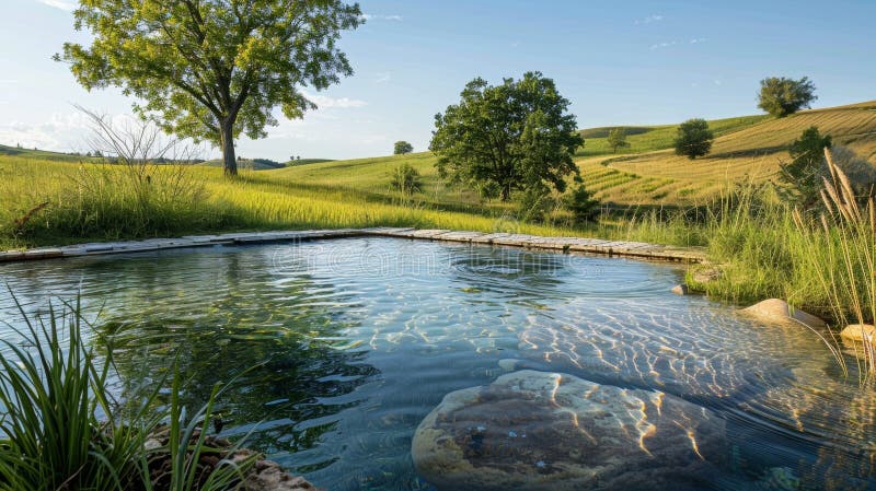 A Rustic Natural Pool Blending Seamlessly into the Surrounding ...