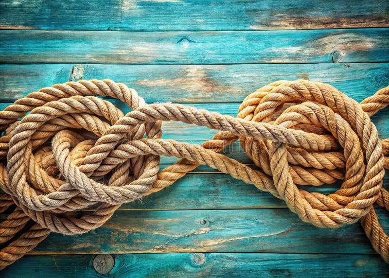 Rustic Nautical Rope Knots on a Delicate Pastel Blue Background a ...