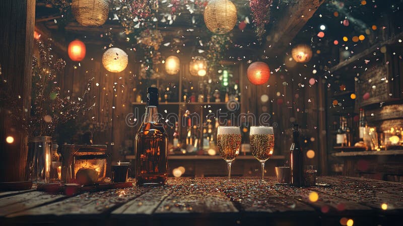 A Rustic New Year Party with Lanterns, Sparkling Drinks, and Confetti ...