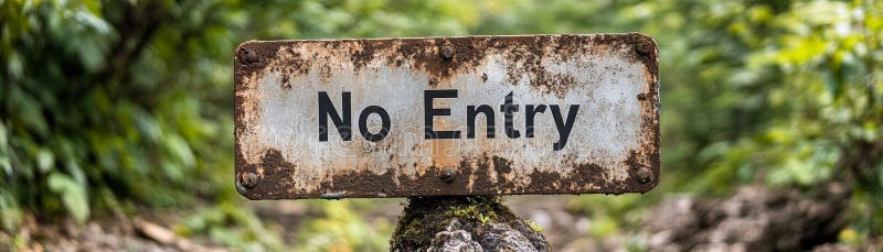 A Rustic No Entry Sign Surrounded by Lush Greenery, Emphasizing ...