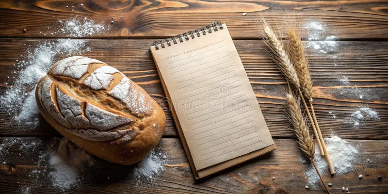 Rustic A6 Notepad Mockup Showcase Your Designs with Freshly Baked Bread ...