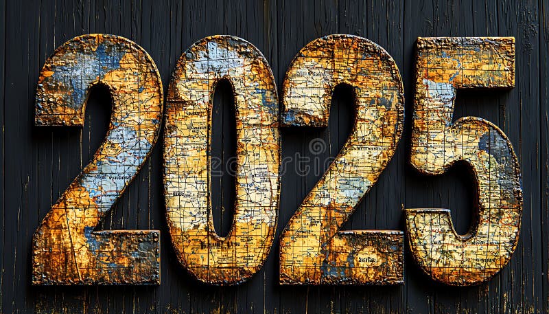 2025 Rustic Numbers on Wood Backdrop Stock Image - Image of time ...