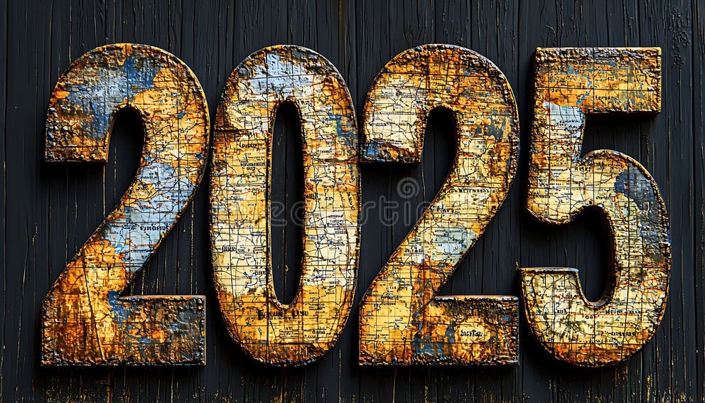 2025 Rustic Numbers on Wood Backdrop Stock Image - Image of time ...