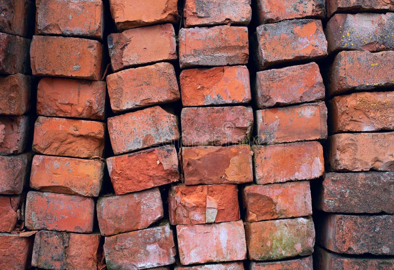 Rustic Old Red Bricks Background Stock Image - Image of surface, detail ...