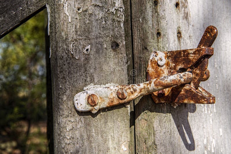 Rustic old gate latch stock photo. Image of exit, nature - 62710046
