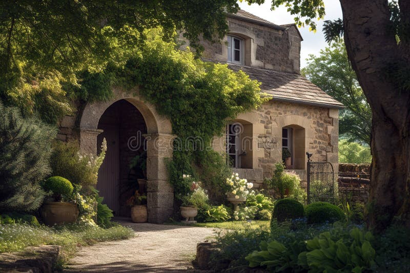 Rustic Old House Facade with European Style. Stock Illustration ...