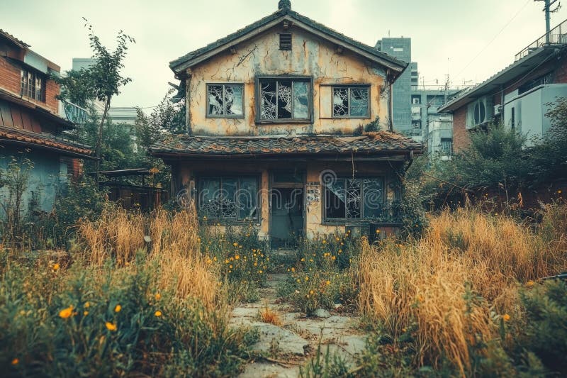 Rustic Old House Surrounded Lush Field Tall Grass Stock Photos - Free ...