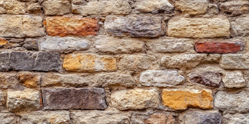 Rustic Old Stone Wall Background with Uneven, Time-worn Bricks and ...