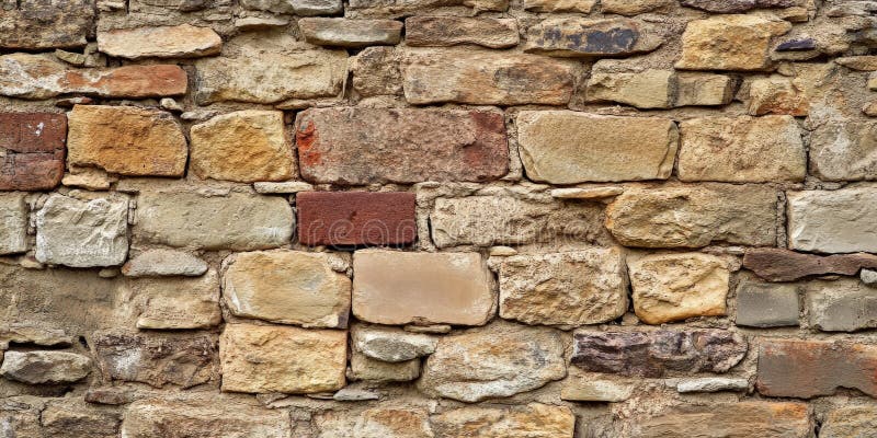 Rustic Old Stone Wall Background with Uneven, Time-worn Bricks and ...