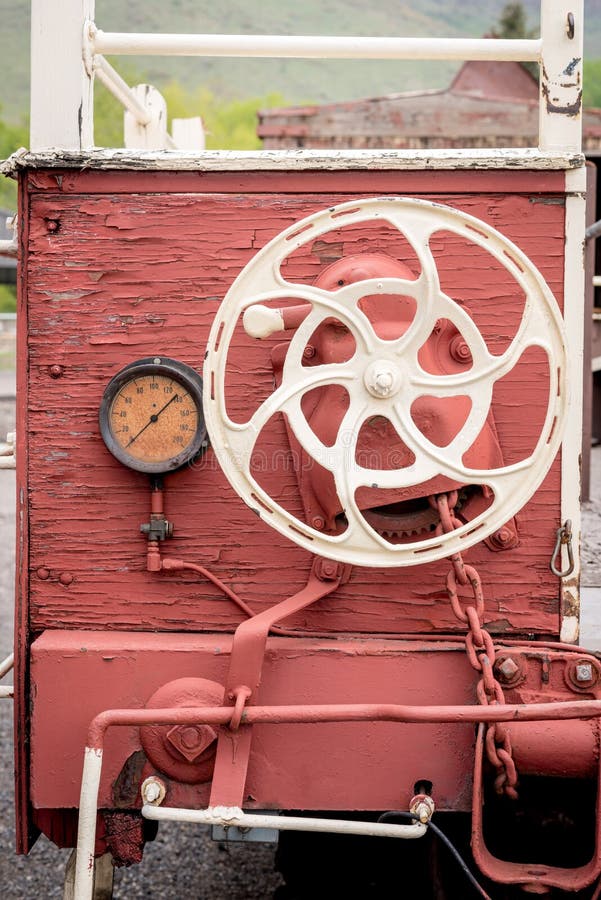 Rustic Old Train Car Connection Wheel and Gages Stock Image - Image of ...