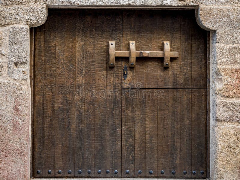 Rustic and old wooden gate stock image. Image of background - 79345333