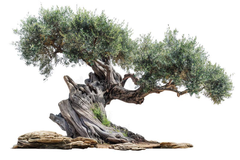 An Old Olive Tree in the Sun on a Transparent Background, PNG Stock ...