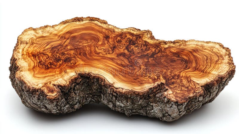 Rustic Olive Wood Slice, Studio Shot, White Background, Food ...