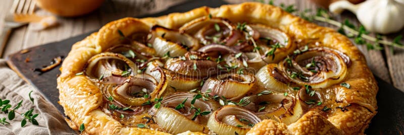 A Rustic Onion Tart Topped with Tender Pieces of Grilled Onion and ...