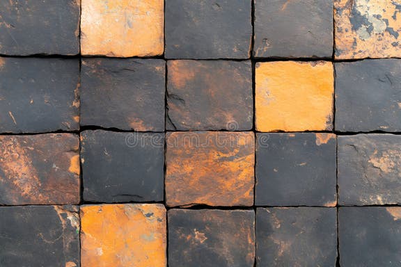 Rustic Orange & Black Checkerboard Tiles - Rustic Textures Stock ...