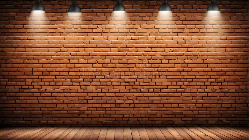 Rustic Orange Brick Wall with Spotlight Backgrou Ai Generated Stock ...