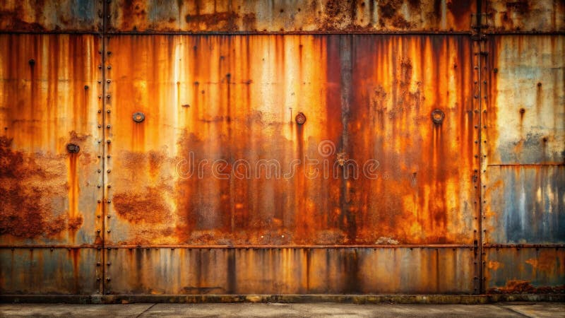 Rustic Orange and Brown Patina Metal Wall Texture with Rivets and ...