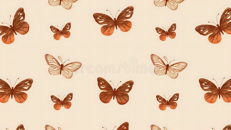 Rustic Orange Butterflies Seamless Pattern Stock Illustration ...