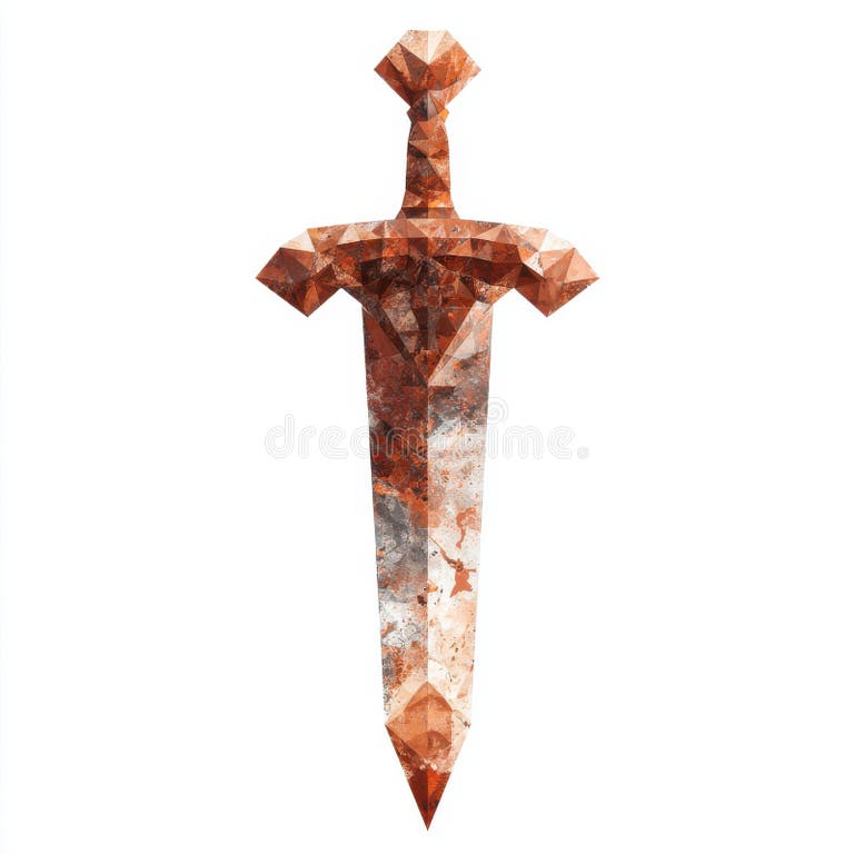 Rustic Orange Low Poly Dagger on White Background Stock Illustration ...