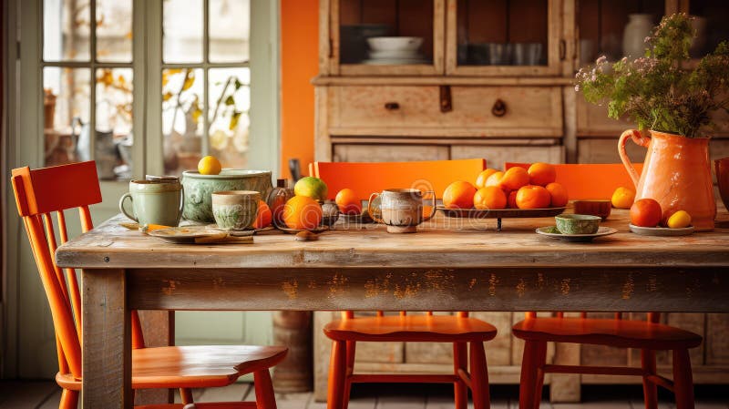 Rustic orange table stock illustration. Illustration of weathered ...