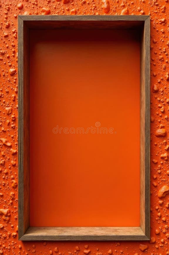 Rustic Orange Wood Frame, Grain Texture Visible, Clipart, Minimal Stock ...