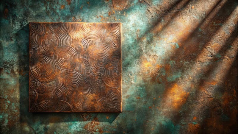 Rustic Ornate Square Panel on Textured Background with Light and Shadow ...