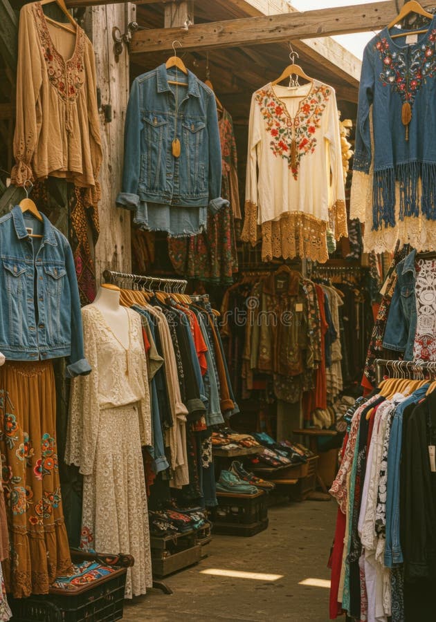 Rustic Outdoor Clothing Market with Boho Style Apparel Stock ...