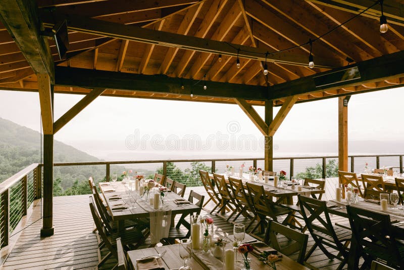 Rustic Outdoor Dining Setup with Scenic Mountain View for a Special ...