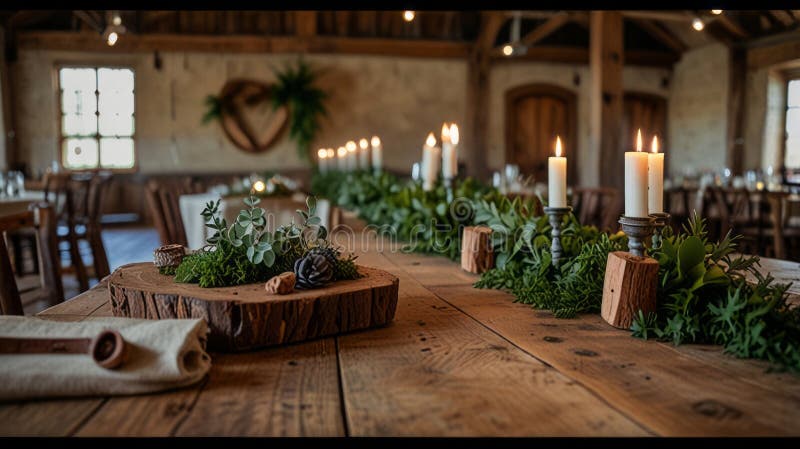 Rustic Outdoor Dining Table Setup with Elegant Details Stock Photo ...