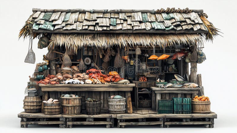 Rustic Outdoor Market and Workshop Scenes Stock Illustration ...