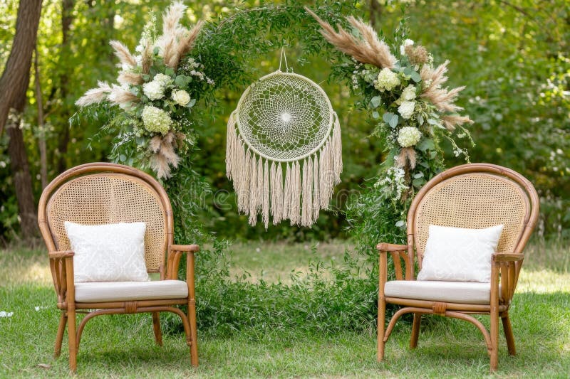 Charming Rustic Boho Wedding Setting with Dreamcatcher and Vintage ...
