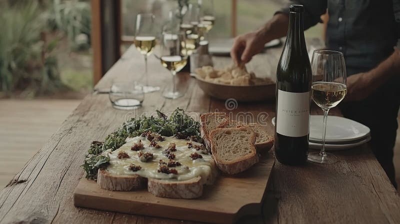 Rustic Outdoor Wine Tasting, Cheese, Bread Stock Image - Image of table ...