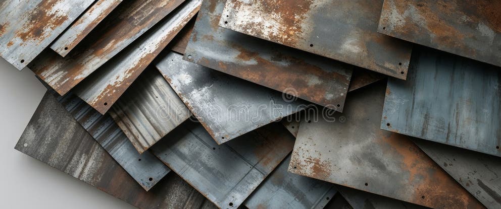 Rustic Overlapping Metal Sheets Background for Industrial Design Stock ...