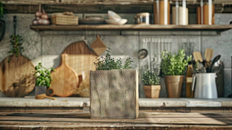 A Rustic Packaging Mockup Set in a Quaint Countryside Kitchen Generated ...