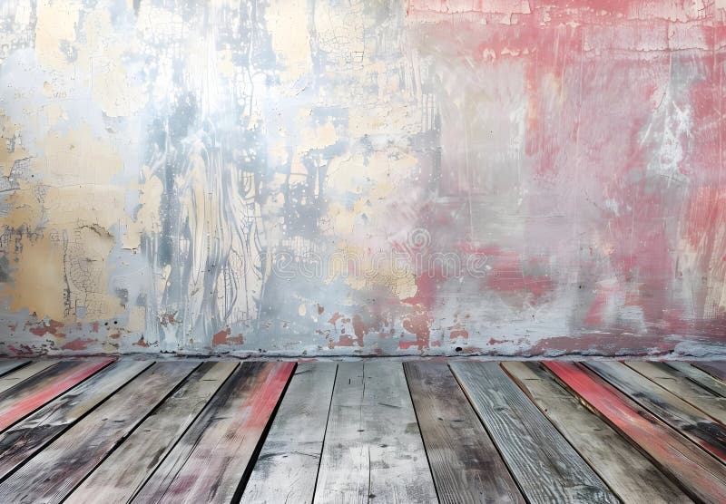 Rustic Painted Wall with Wooden Floor Texture Generative AI Stock ...