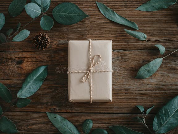 Rustic Parcel on Textured Wood. a Composition of Natural Elements and ...