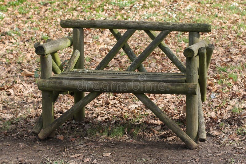 Rustic Park Bench. stock image. Image of woodland, relax - 99380459