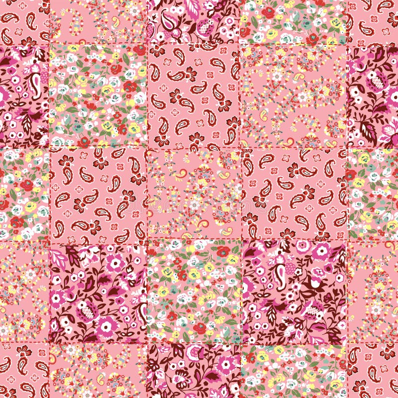 Rustic Patchwork with Chintz and Paisley Patterns, Stock Vector ...