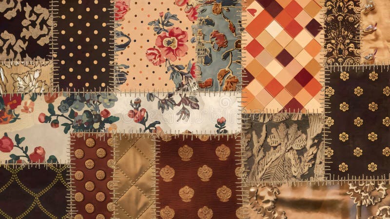 Rustic Patchwork Quilt Fabric Texture, Brown, Good Resolution Stock ...