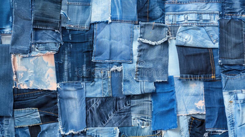 Cozy Homemade Patchwork Quilt Crafted from Denim Scraps, Ai Generated Stock Illustration ...