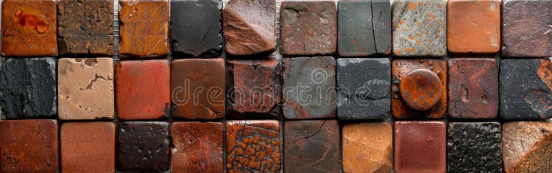 Rustic Patchwork Stone Wall Texture Background - Vintage Brown & Orange ...