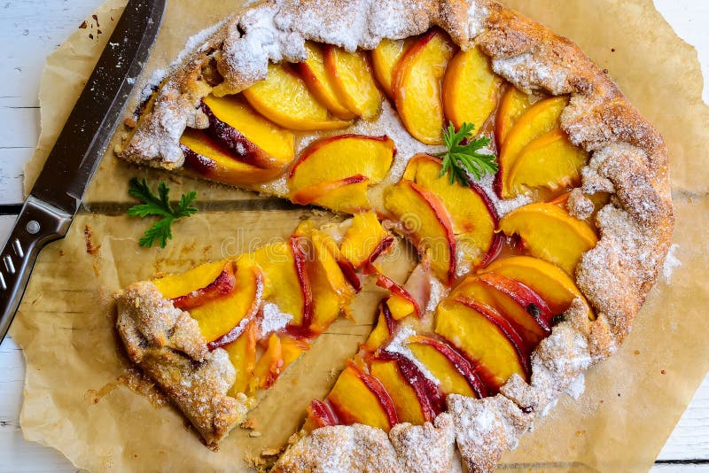 Rustic peach tarts stock photo. Image of dessert, homemade - 72475950