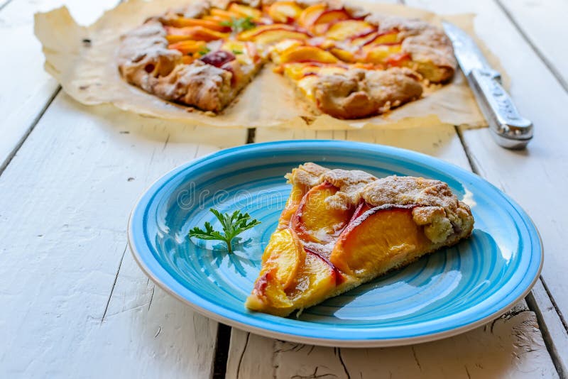 Rustic peach tarts stock photo. Image of dessert, homemade - 72475950