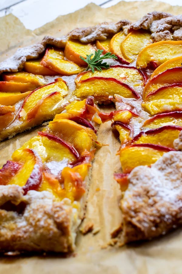 Rustic peach tarts stock photo. Image of dessert, homemade - 72475950