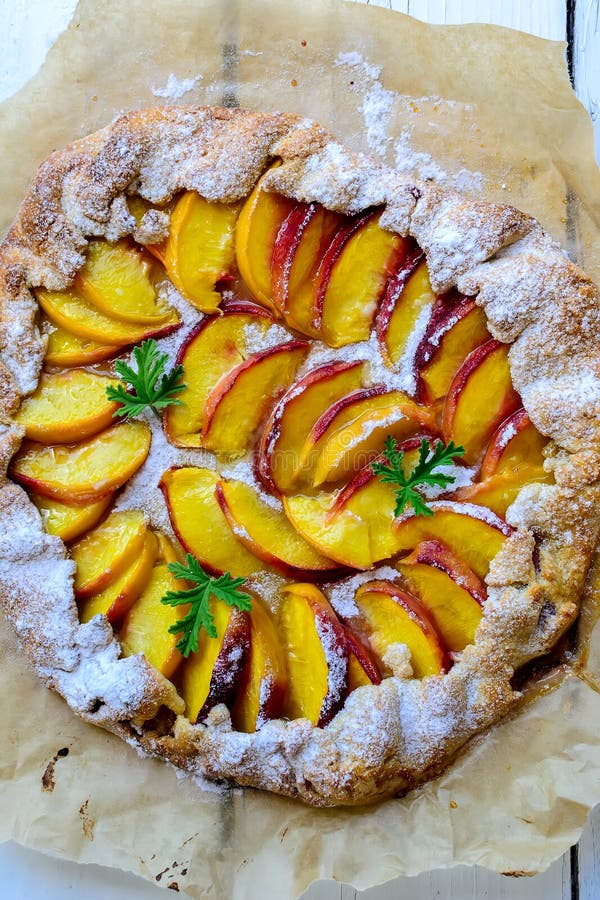 Rustic peach tarts stock photo. Image of dessert, homemade - 72475950