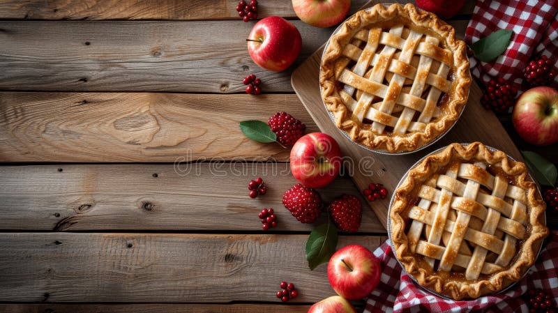 A Rustic Picnic Table Adorned with Apple Pies. Stock Photo - Image of ...