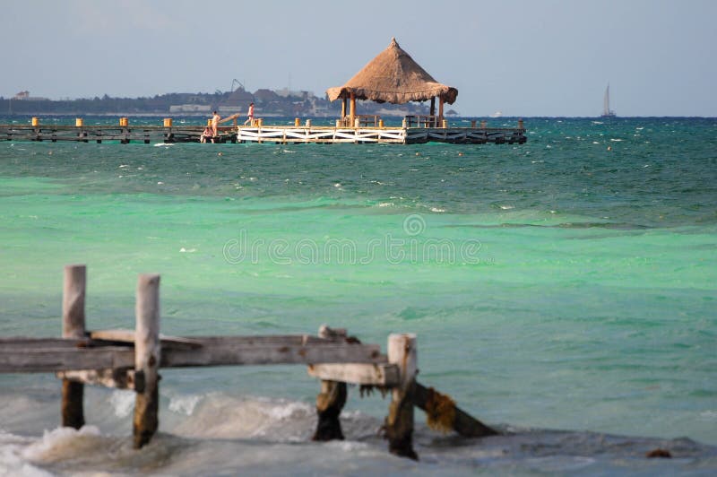 Thatched Hut on a Pier in Gam Islands, Raja Ampat Stock Image - Image ...
