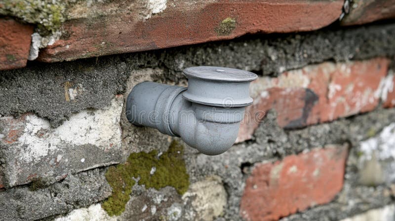 A Rustic Pipe Clings To a Weathered Brick Wall, Adorned with Vibrant ...